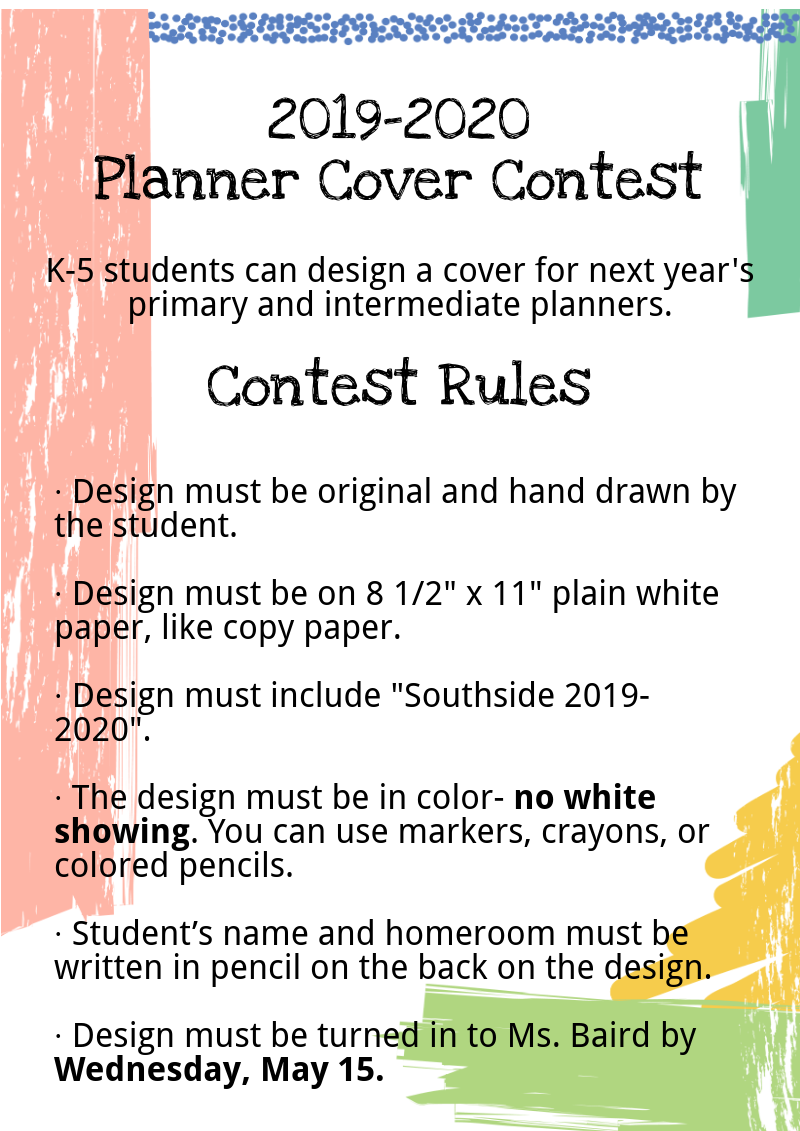 2019-2020 Planner Cover Contest – Ms. Baird's Art Class